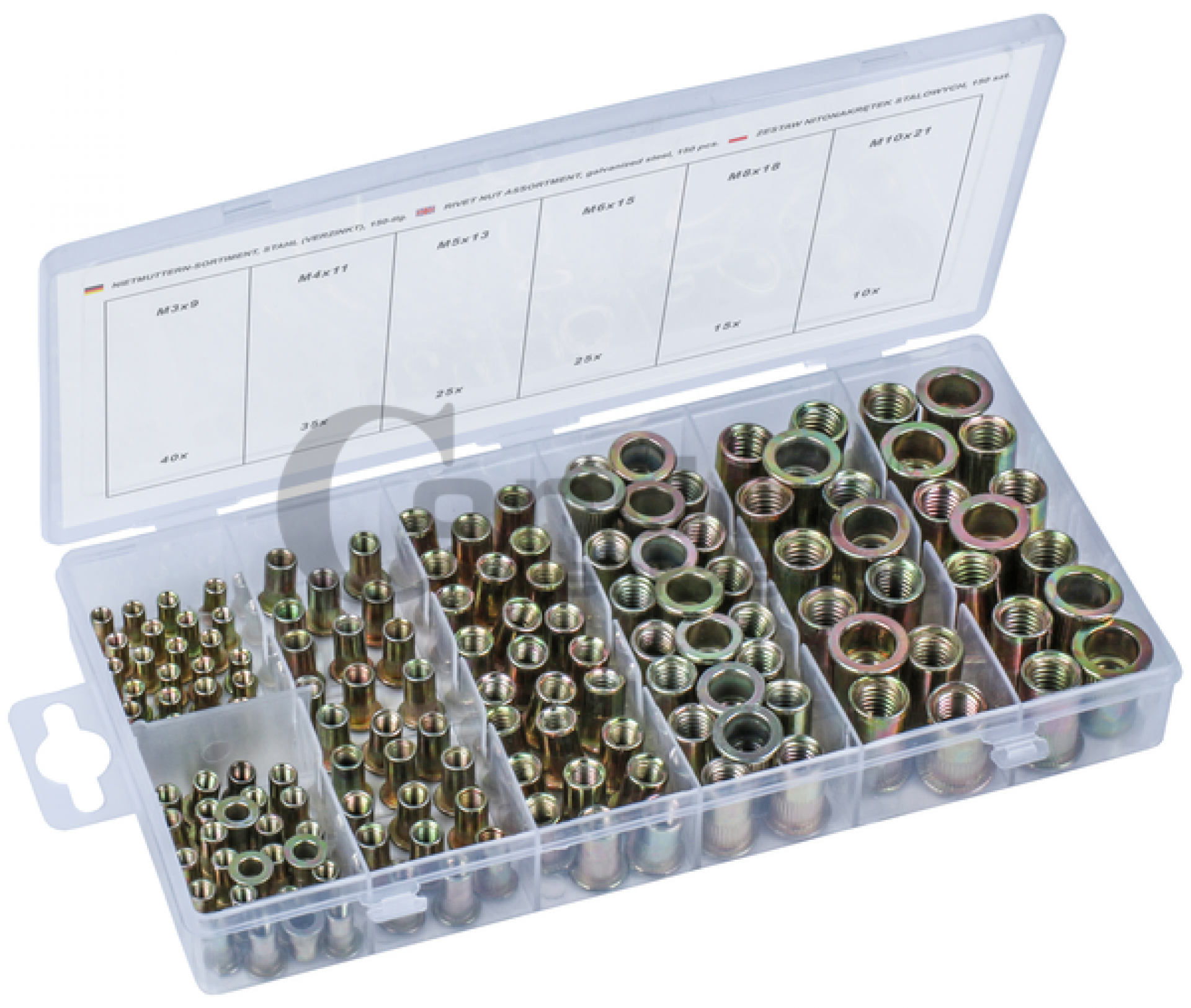 RIVET NUT ASSORTMENT GALVANIZED STEEL 150 PCS. - CONDOR - RIVET NUT ... RIVET NUT ASSORTMENT GALVANIZED STEEL 150 PCS. - CONDOR - RIVET NUT ...